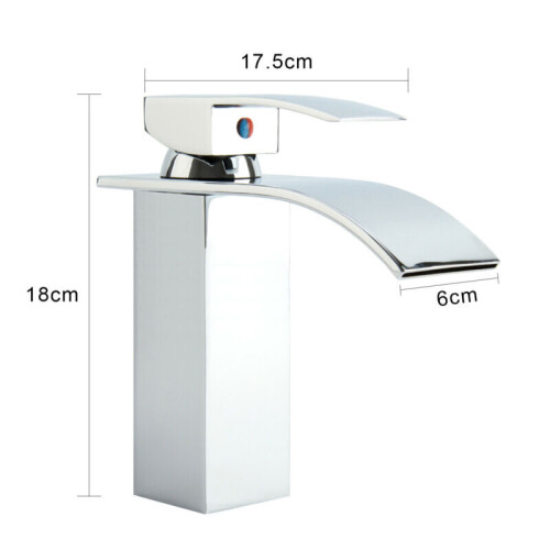 Waterfall Bathroom Sink Counter Taps Basin Mixer Tap Chrome Square on OnBuy