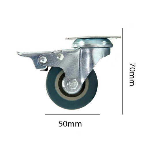 4 x 50mm Heavy Duty Rubber Swivel Castor Wheels Trolley Furniture Ca on ...