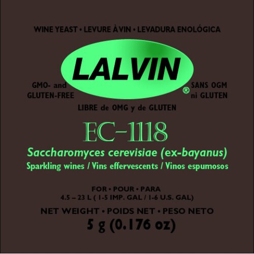 Lalvin EC-1118 Quality Sparkling Wine & Cider Yeast 5g Sachet ...