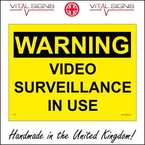 (300 x 200mm - 12 x 8, 1mm Pvc Foamex) CT028 Warning Video Surveillance ...