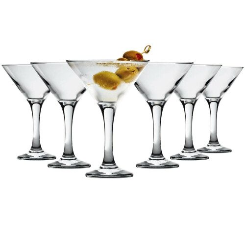 6pc Rink Drink Martini Cocktail Glasses Gift Box - 6 x 175ml Glasses on ...