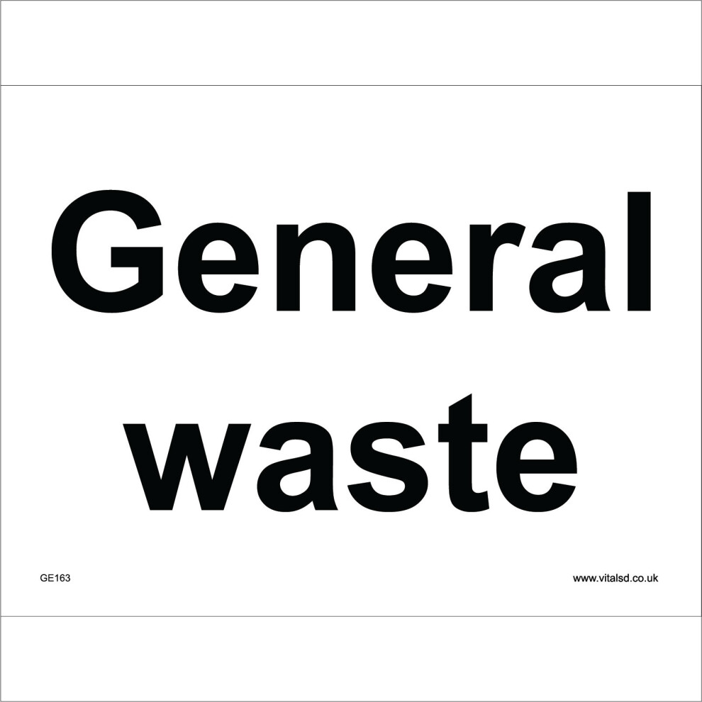 (150 x 100mm - 6 x 4, 1mm Pvc Foamex) GE163 General Waste SIGN rubbish ...