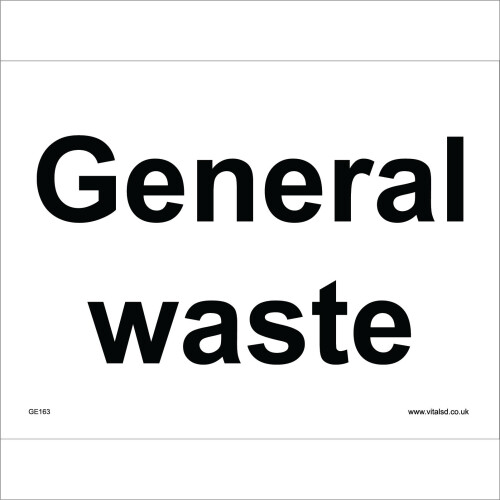 (600 x 450mm - 24 x 18, 1mm Pvc Foamex) GE163 General Waste SIGN ...