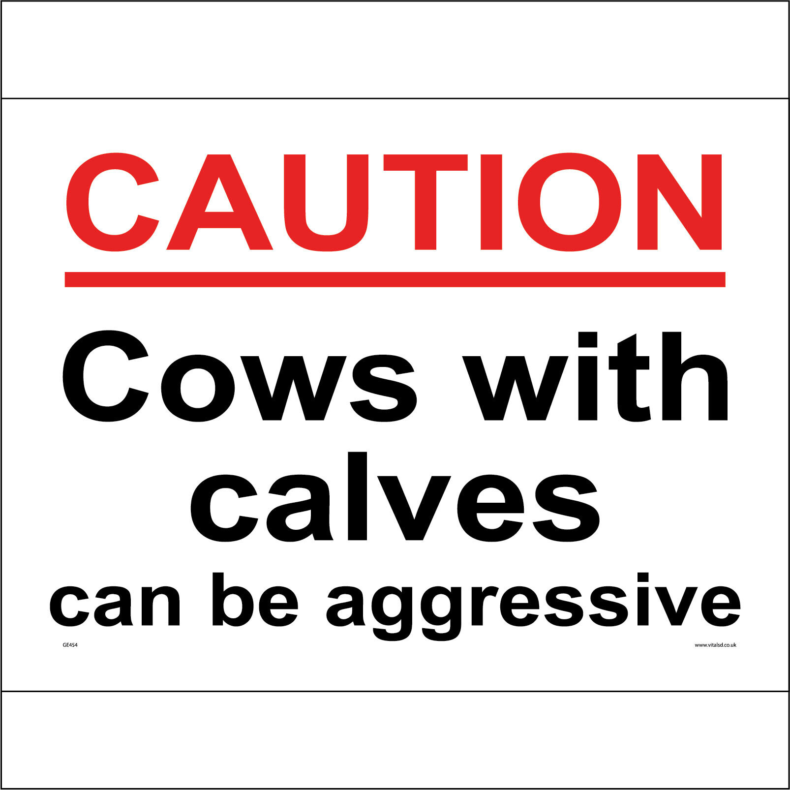 (400 x 300mm - 16 x 12, 1mm Pvc Foamex) GE454 Caution Cows With Calves ...