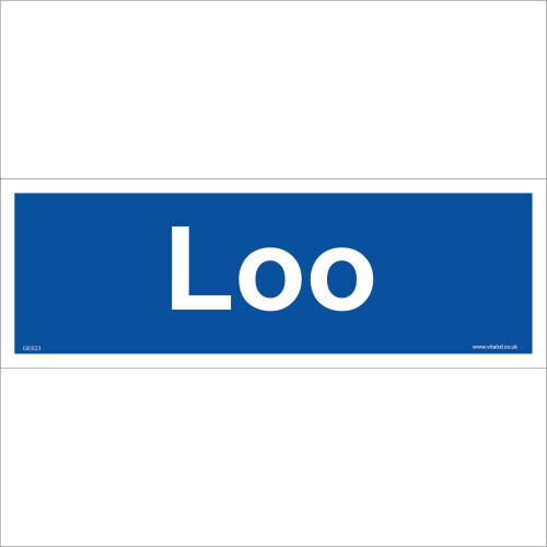 (150 x 50mm - 6 x 2, Sticker / Sav - White Background) GE623 Loo SIGN ...