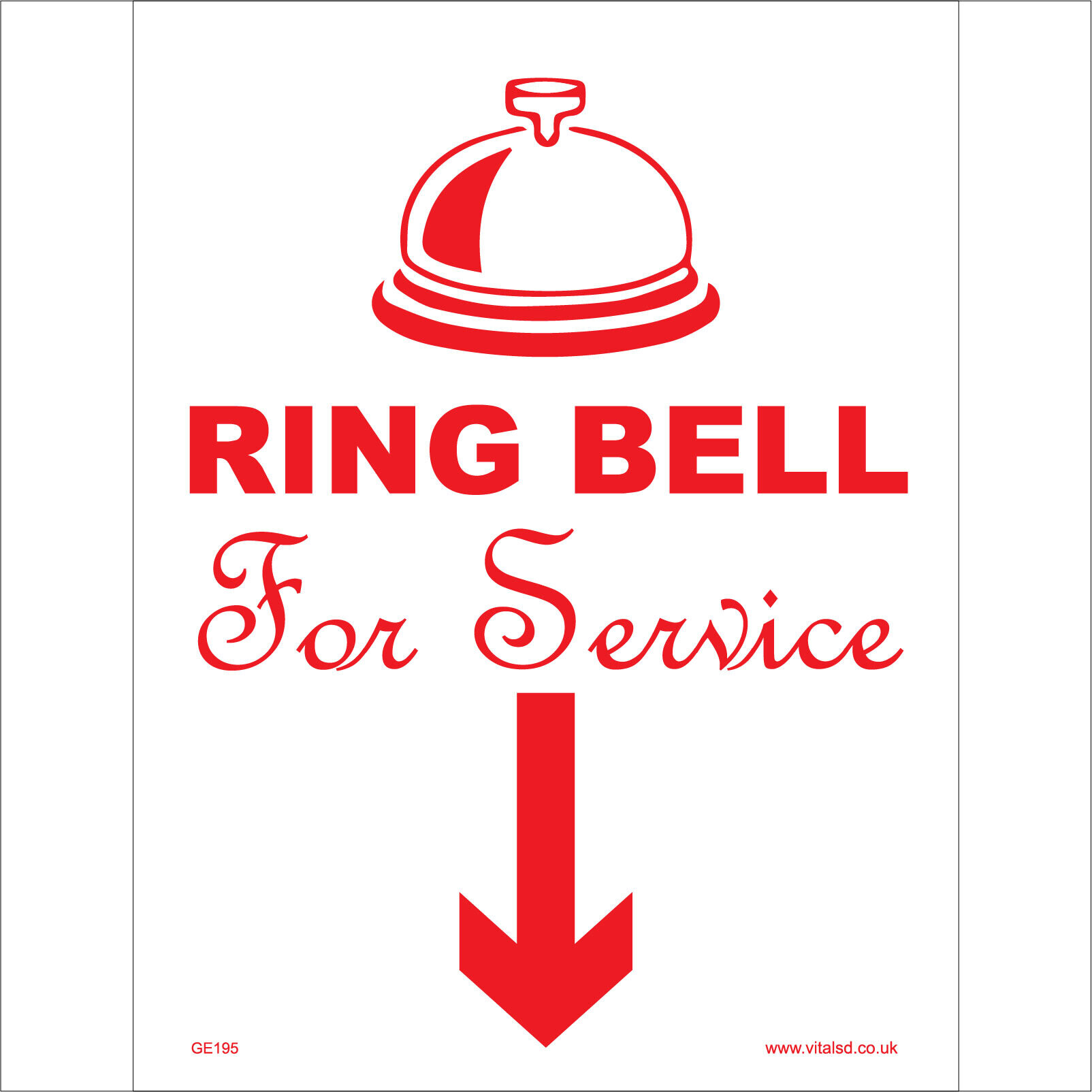 (450 x 600mm - 18 x 24, 1mm Pvc Foamex) GE195 Ring Bell For Service ...