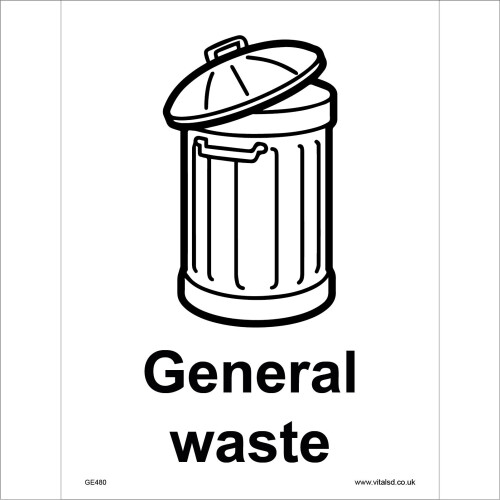 GE480 General Waste SIGN rubbish garbage recycle trash compost refuse ...