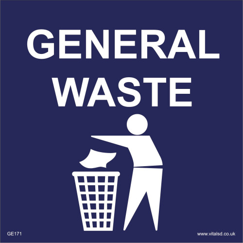 (1200 x 1200mm - 47 x 47, 1mm Pvc Foamex) GE171 General Waste SIGN ...