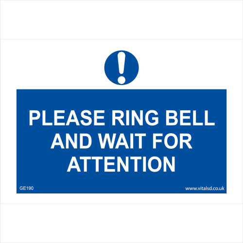 GE190 Please Ring Bell And Wait For Attention SIGN service reception ...