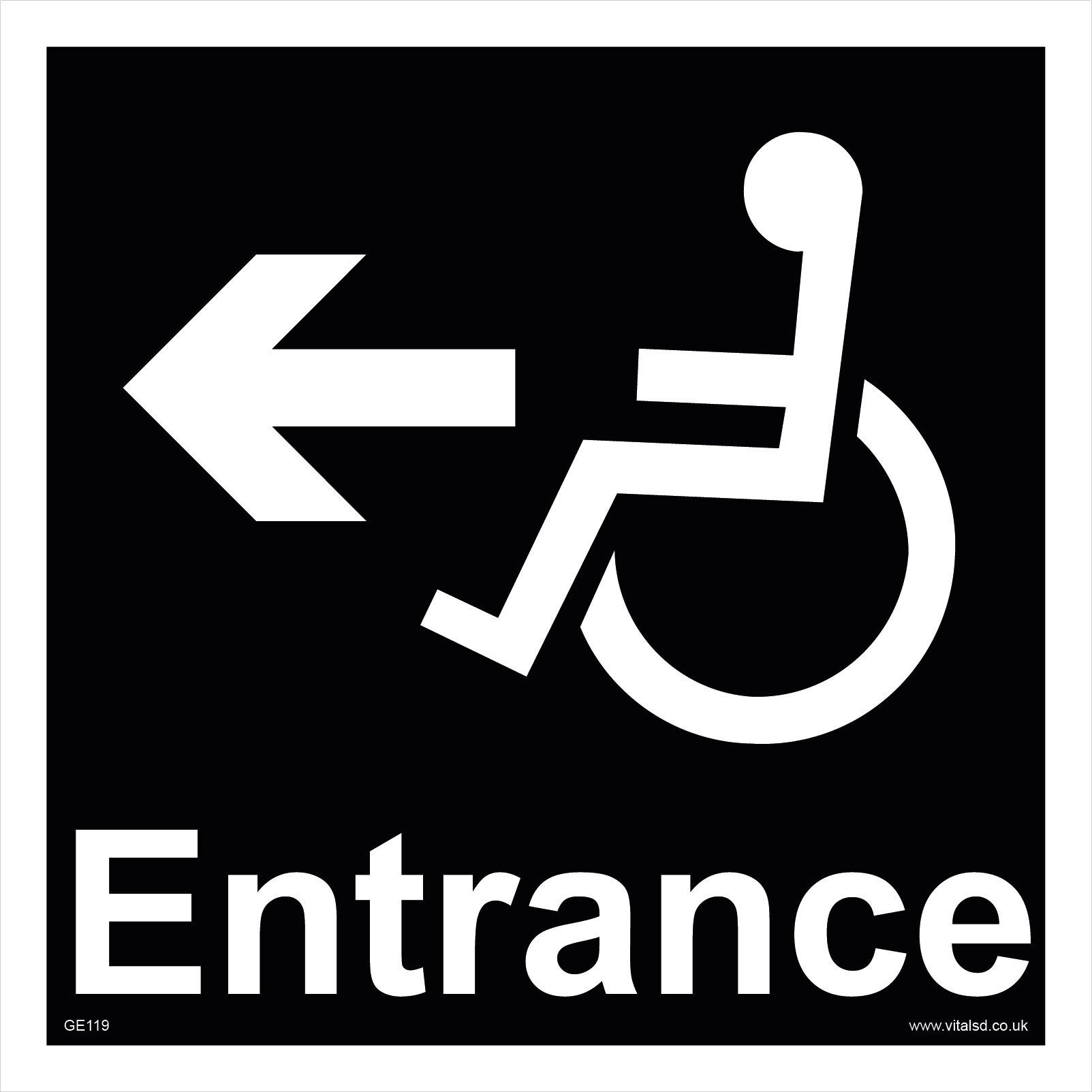 (250 x 250mm - 10 x 10, 1mm Pvc Foamex) GE119 Disabled Entrance Left ...