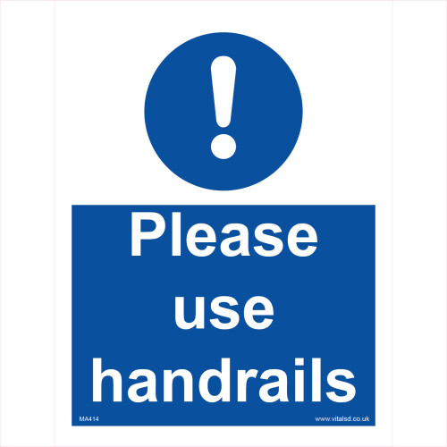 MA414 Please Use Handrails stairs staircase steps ramp ascending safety ...