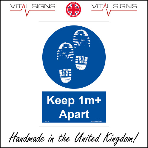 (300 x 400mm - 12 x 16, 1mm Pvc Foamex) MA708 Keep 1m+ Apart Sign ...