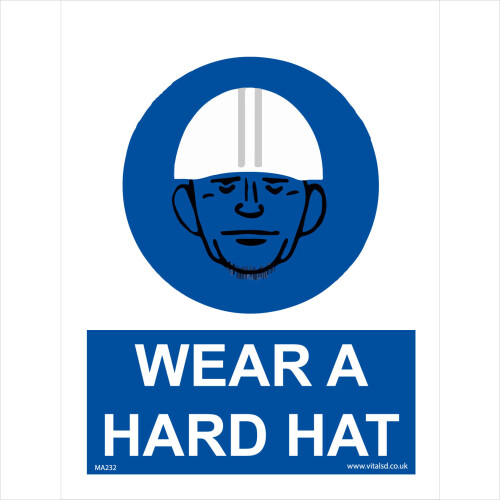 (300 x 400mm - 12 x 16, Magnetic - Vehicle Grade) MA232 Wear A Hard Hat ...