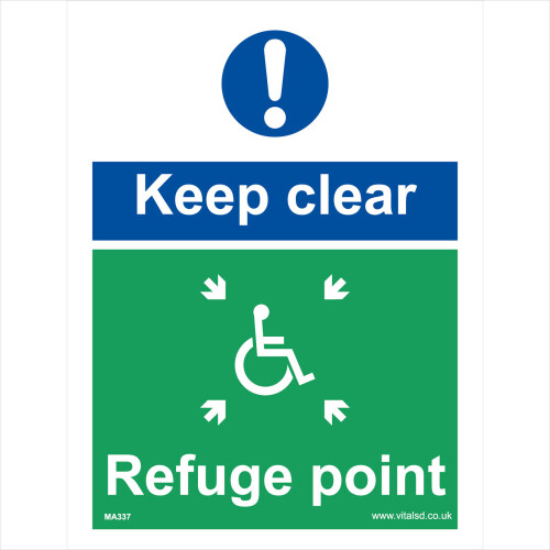(400 x 600mm - 16 x 24, 1mm Pvc Foamex) MA337 Keep Clear Refuge Point ...