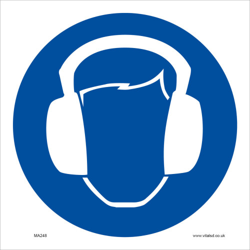 (600 x 600mm - 24 x 24, 1mm Pvc Foamex) MA248 Ear Protection SIGN ...