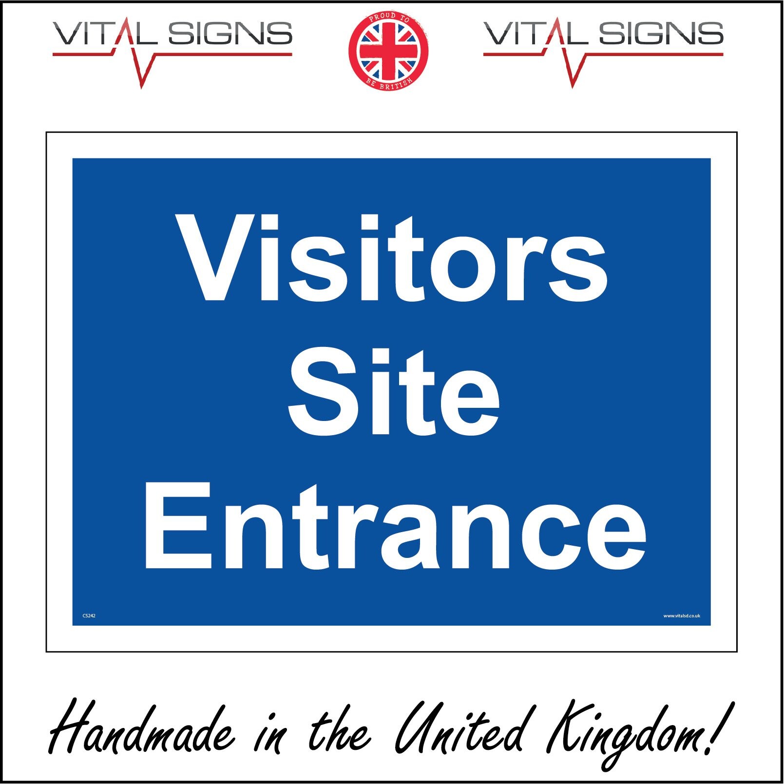 (150 x 100mm - 6 x 4, 1mm Pvc Foamex) CS242 Visitors Site Entrance SIGN ...
