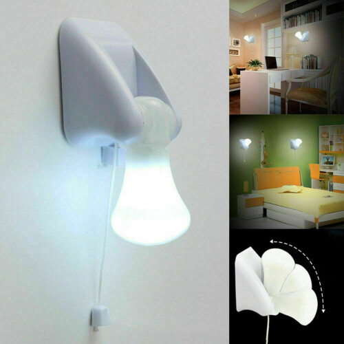 LED Wall Night Light Bulb Cordless Battery Portable Handy Pull String ...