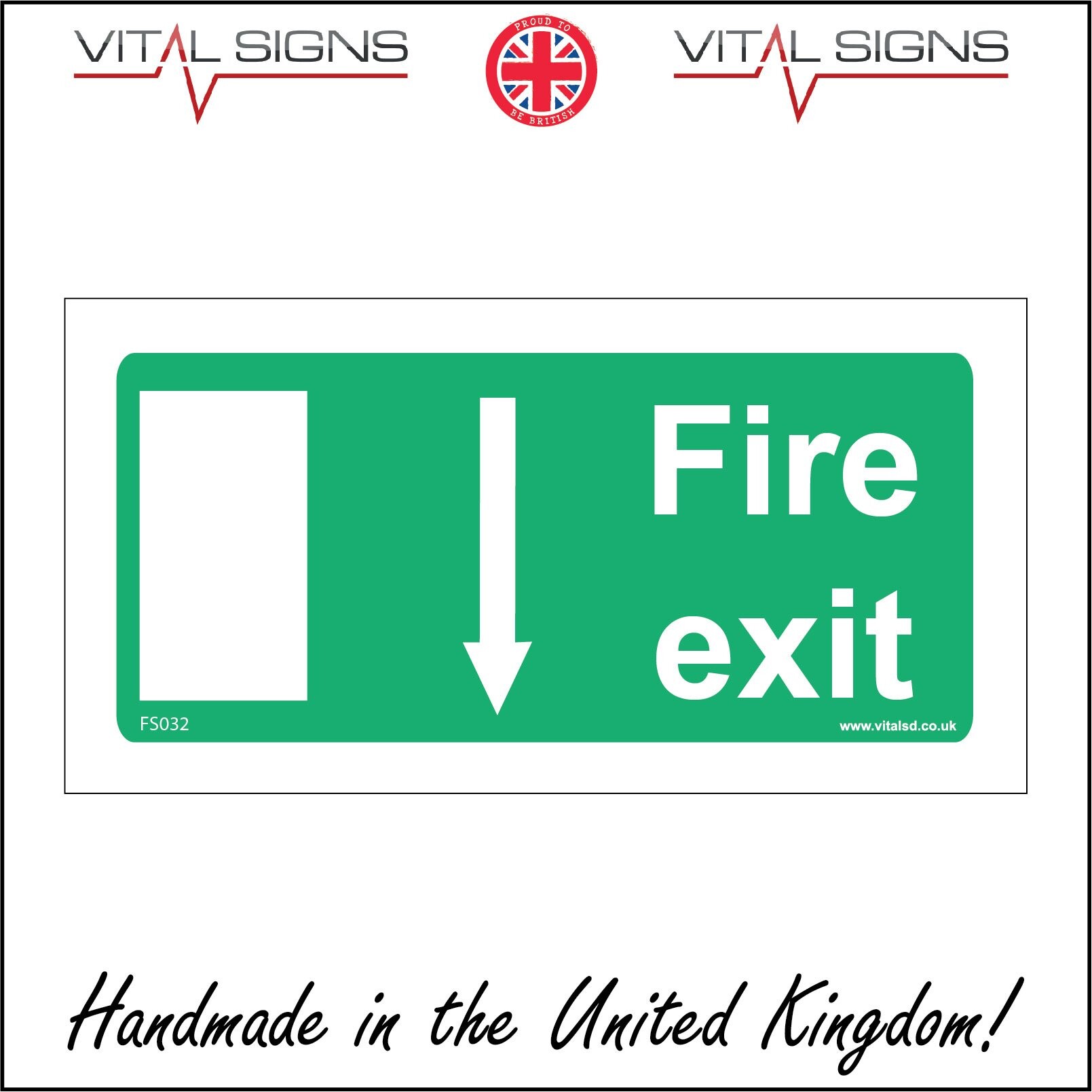 (400 x 200mm - 16 x 8, 1mm Pvc Foamex) FS032 Fire Exit Below Arrow SIGN ...