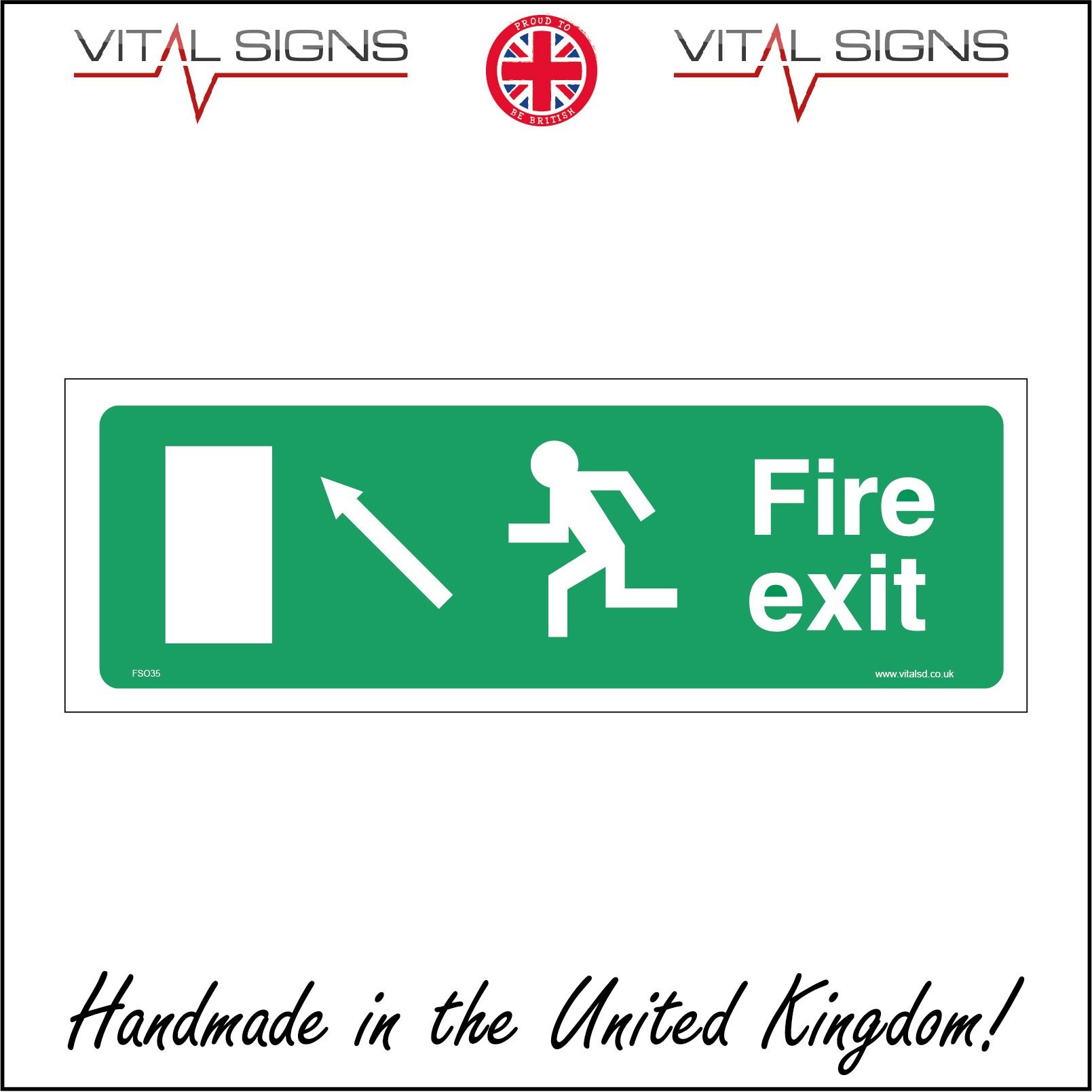 (300 x 100mm - 12 x 4, 3mm Standard Foamex Foamboard) FS035 Fire Exit ...