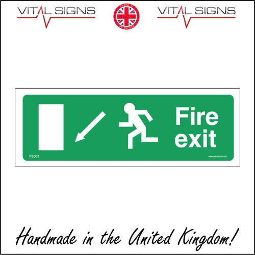 (450 x 150mm - 18 x 6, Magnetic - Vehicle Grade) FS034 Fire Exit Left ...