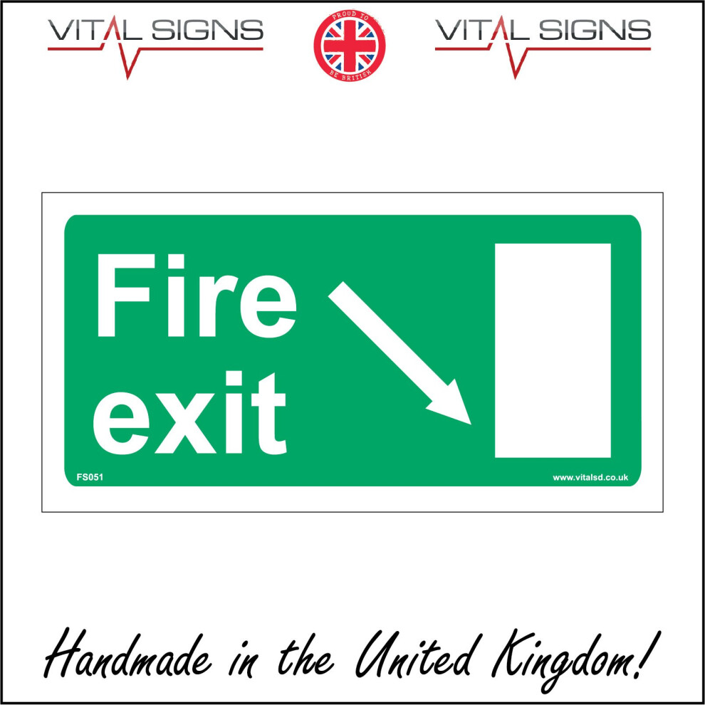 (200 x 100mm - 8 x 4, 1mm Pvc Foamex) FS051 Fire Exit Right Arrow SIGN ...