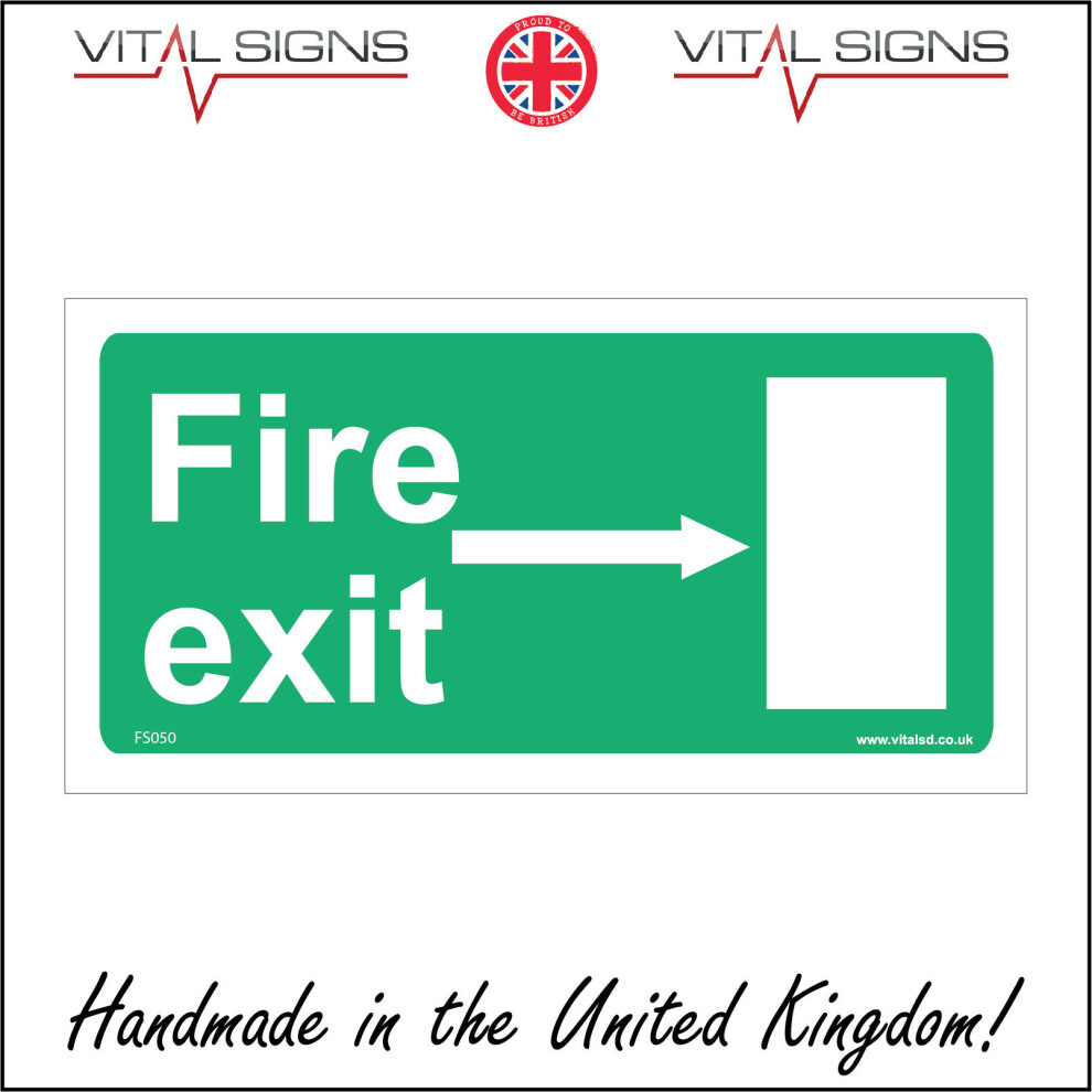 (200 x 100mm - 8 x 4, 1mm Pvc Foamex) FS050 Fire Exit Right Arrow SIGN ...