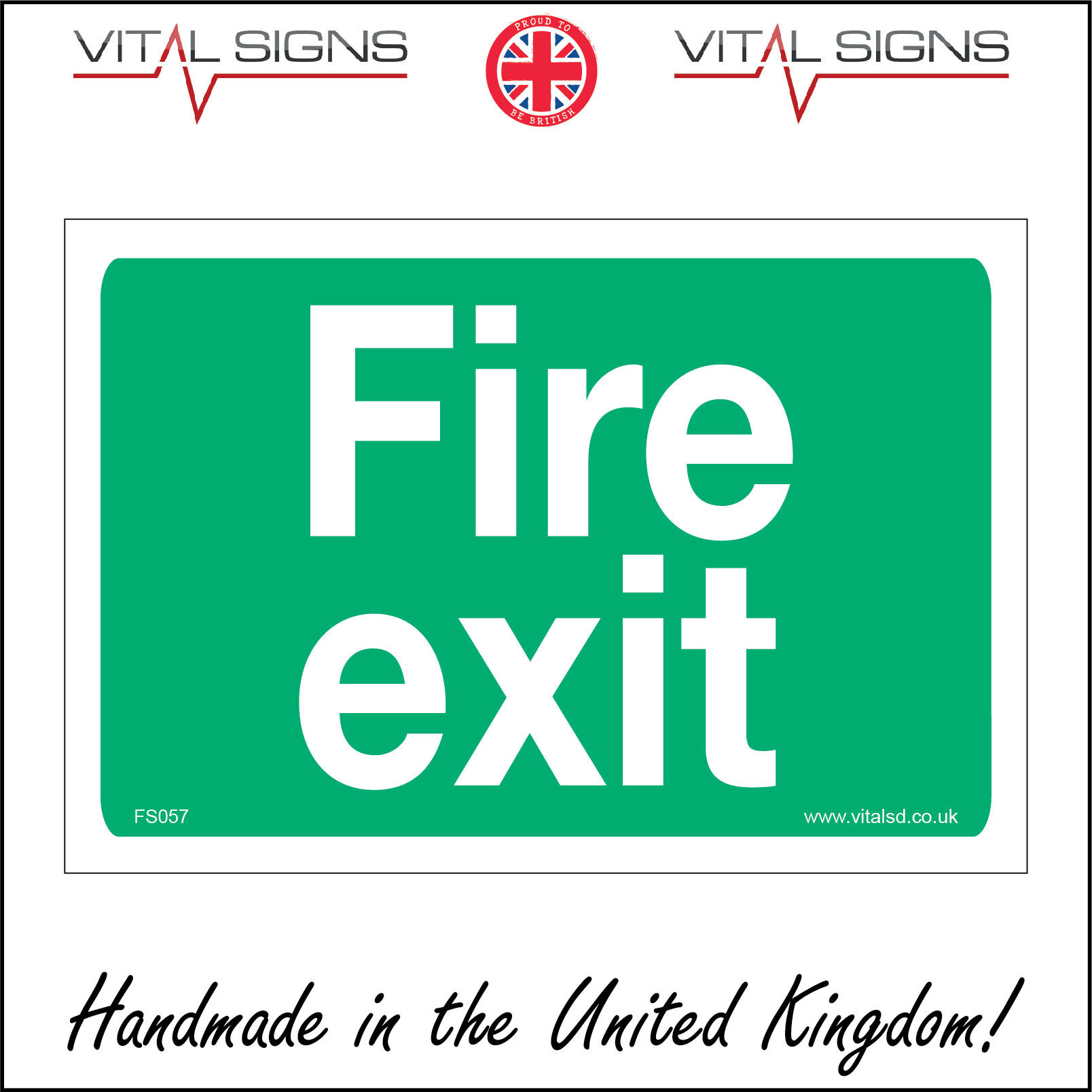 (600 x 300mm - 24 x 12, 1mm Pvc Foamex) FS057 Fire Exit SIGN emergency ...