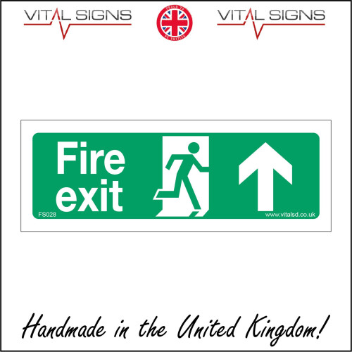 (150 x 50mm - 6 x 2, Sticker / Sav - White Background) FS028 Fire Exit ...