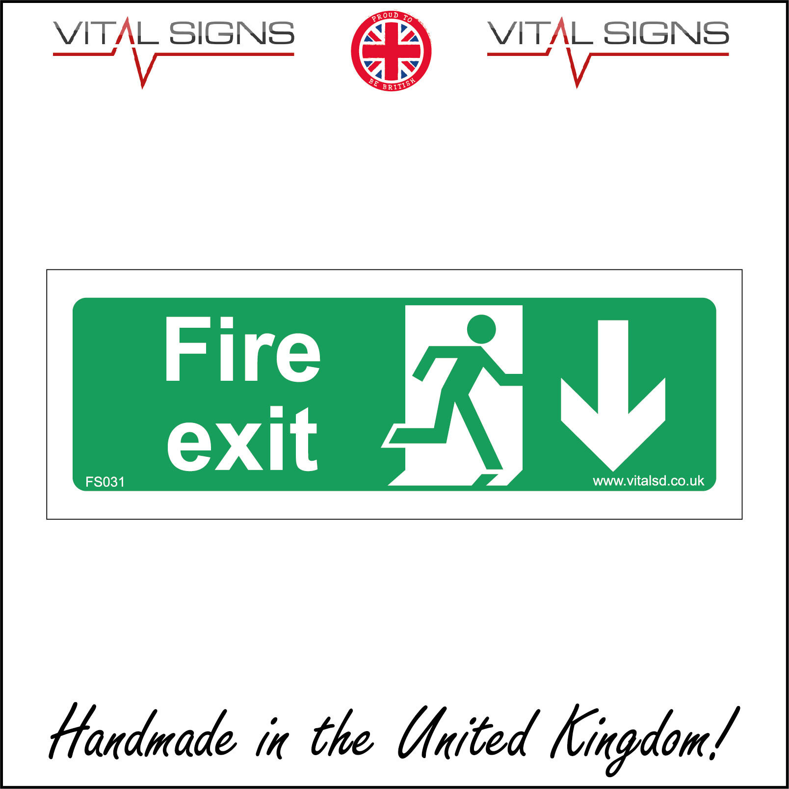 (150 x 50mm - 6 x 2, 3mm Standard Foamex Foamboard) FS031 Fire Exit ...