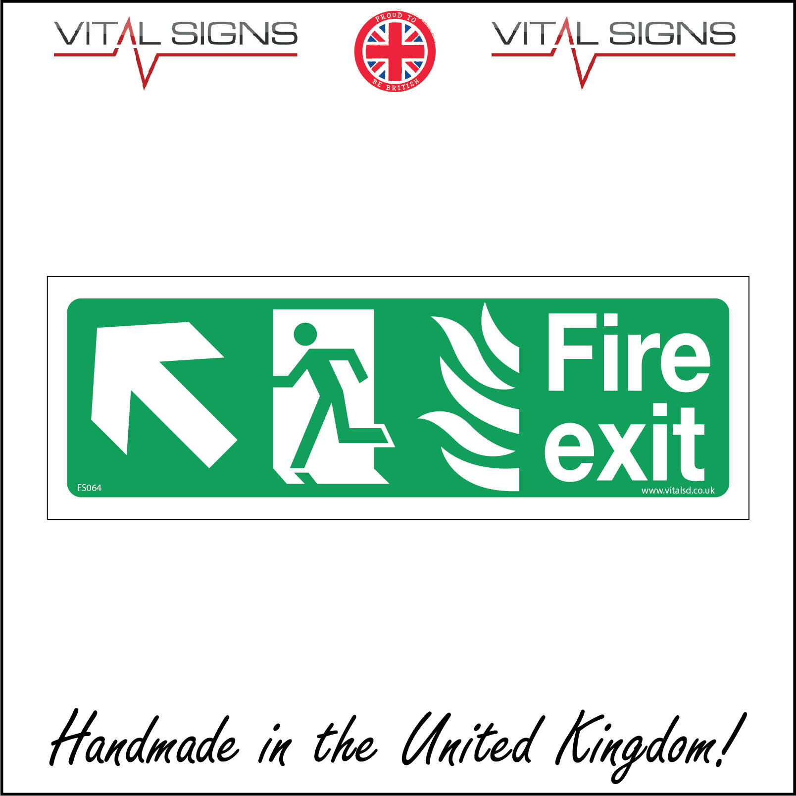 (300 x 100mm - 12 x 4, 1mm Pvc Foamex) FS064 Fire Exit Left Arrow SIGN ...