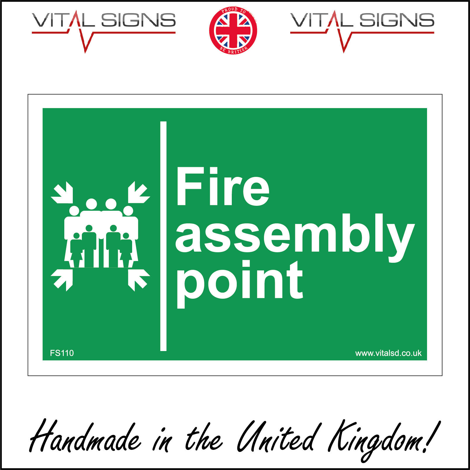 FS110 Fire Assembly Point SIGN Work Office Factory people evacuate ...