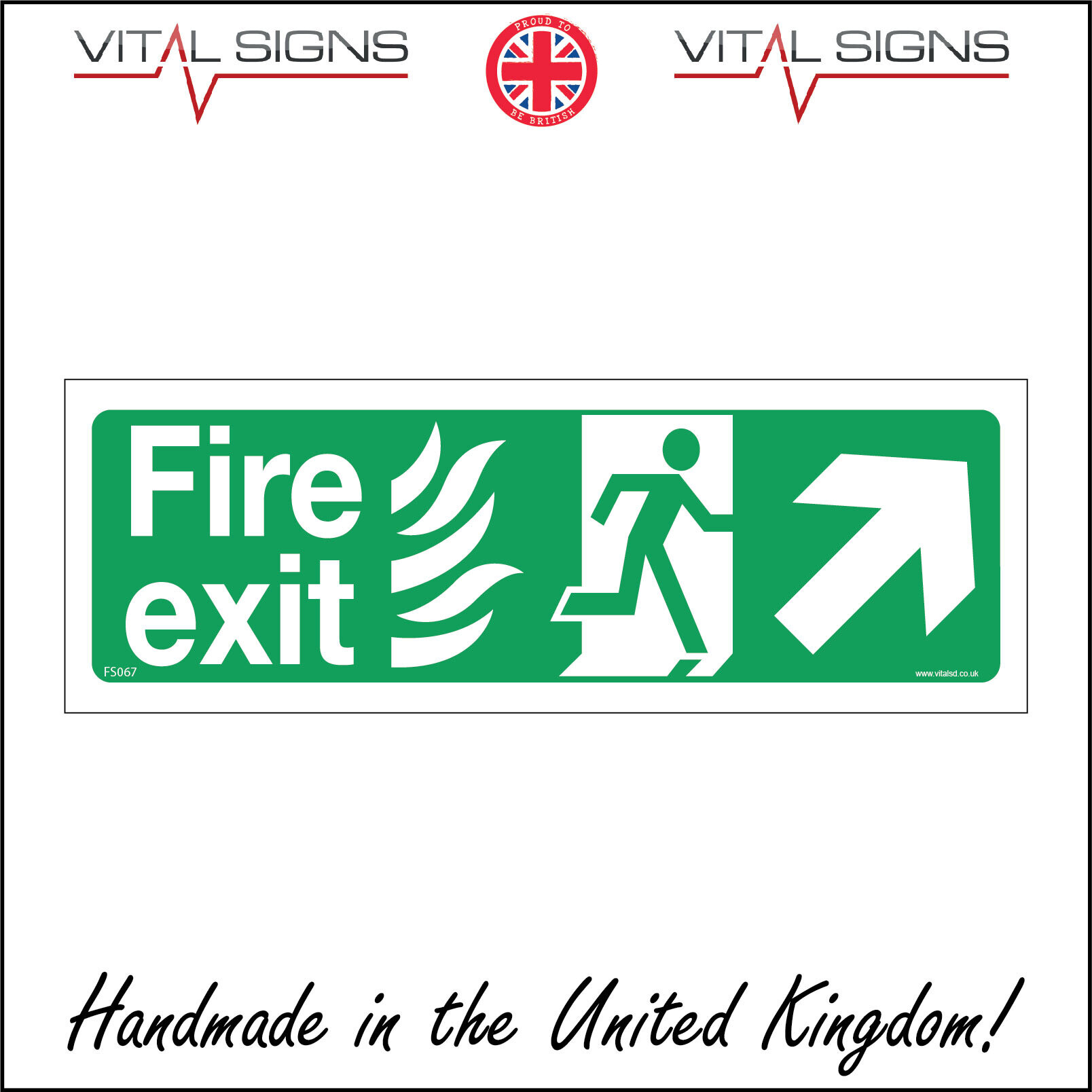 (300 x 100mm - 12 x 4, 1mm Pvc Foamex) FS067 Fire Exit Right Arrow SIGN ...