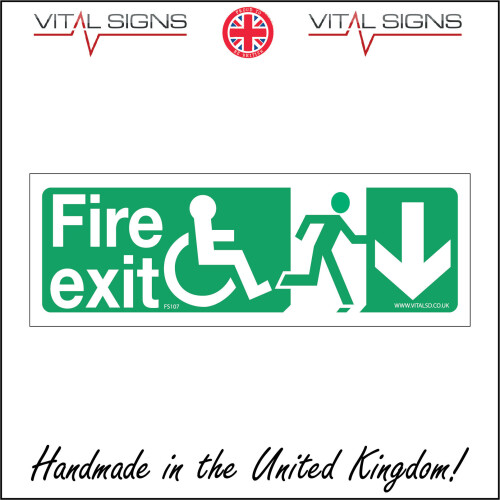 (150 x 50mm - 6 x 2, 1mm Pvc Foamex) FS107 Disabled Fire Exit Below ...