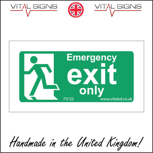 (600 x 300mm - 24 x 12, 1mm Pvc Foamex) FS122 Emergency Exit Only SIGN ...