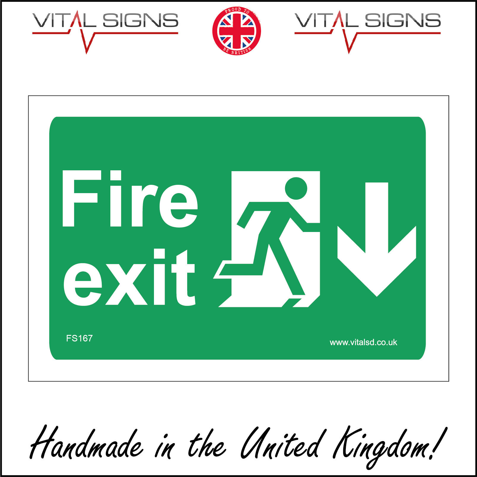 (400 x 600mm - 16 x 24, Magnetic - Vehicle Grade) FS167 Fire Exit Right ...