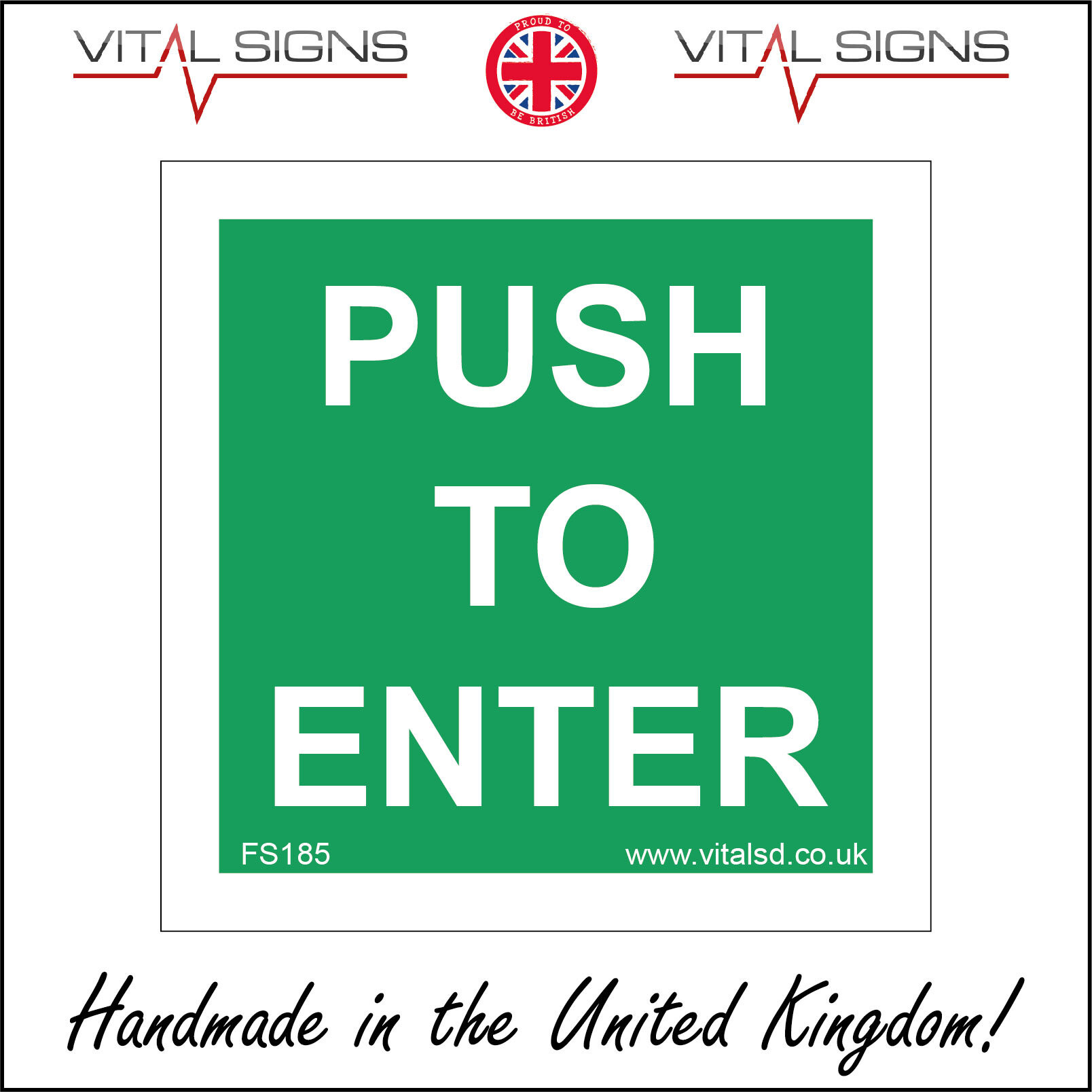 (450 x 450mm - 18 x 18, 3mm Standard Foamex Foamboard) FS185 Push To Enter SIGN Door Plaque ...