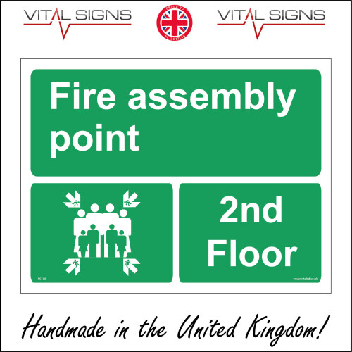 (400 x 300mm - 16 x 12, Sticker / Sav - White Background) FS198 Fire Assembly Point 2nd Floor ...