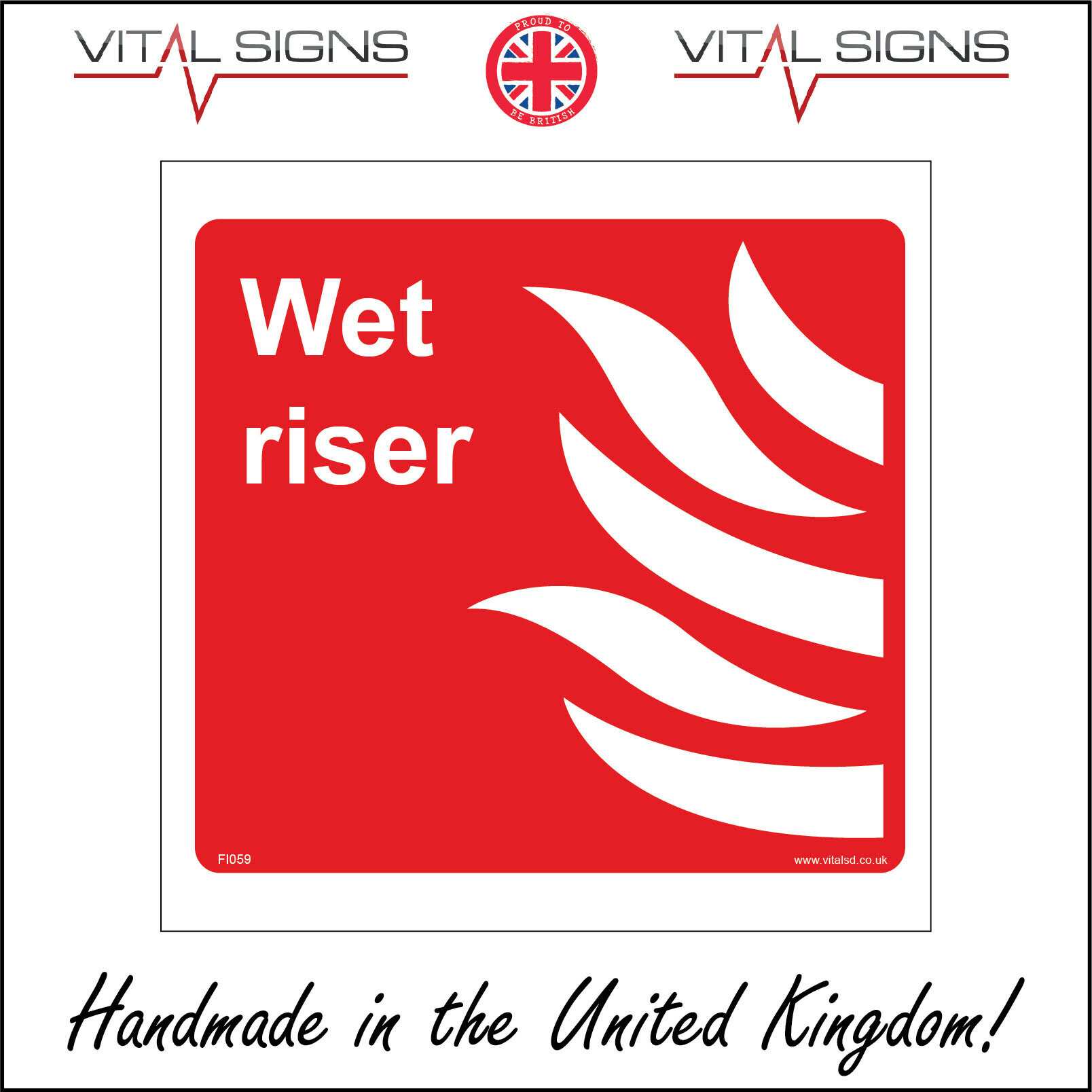 (100 x 100mm - 4 x 4, 1mm Pvc Foamex) FI060 Wet Riser SIGN hydrant ...