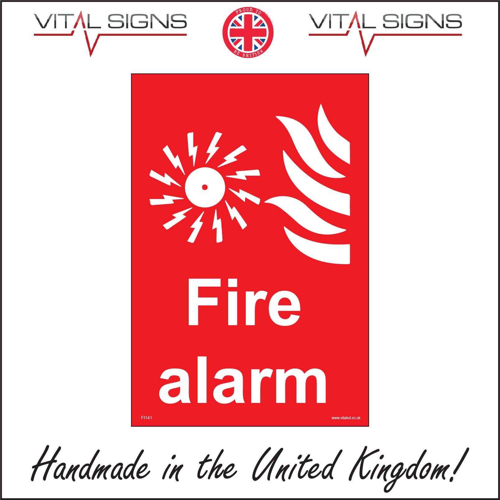 (450 x 600mm - 18 x 24, Dibond / Composite Aluminium) FI141 Fire Alarm ...