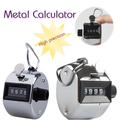 4 Digit Number Silver Stainless Metal Clicker Golf Hand Tally Counter ...