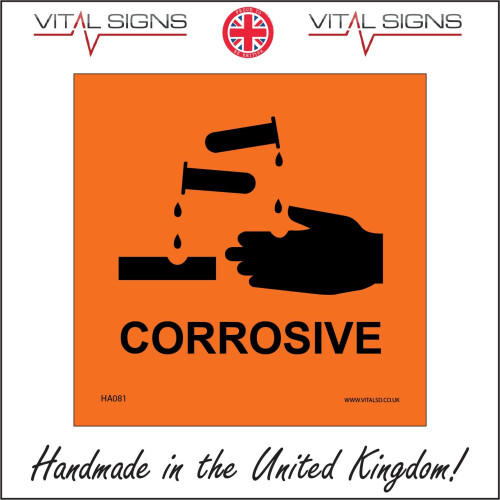 (250 x 250mm - 10 x 10, 1mm Pvc Foamex) CORROSIVE SIGN HA081 SAFETY ...
