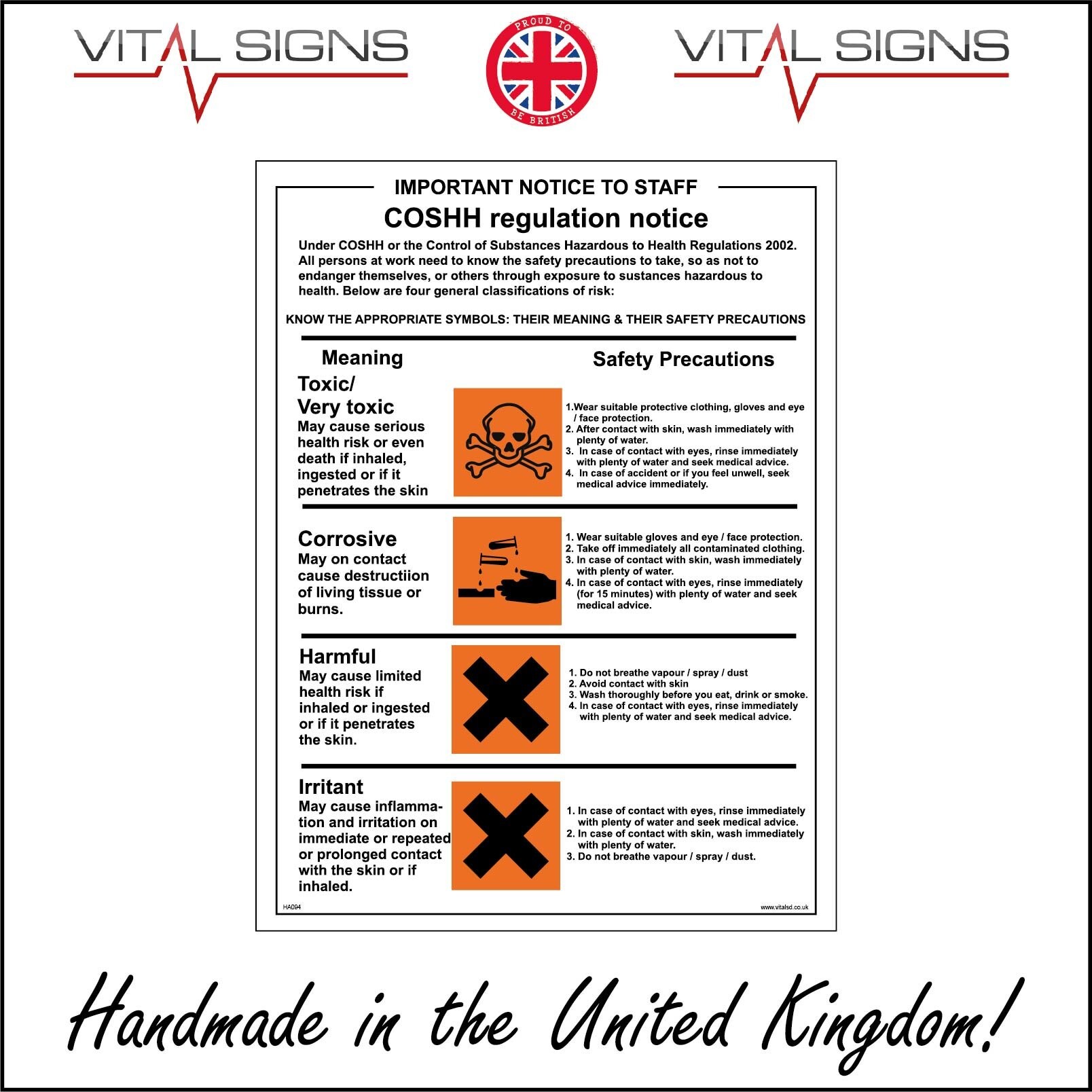 (200 x 300mm - 8 x 12, Sticker / Sav - White Background) COSHH SIGN ...