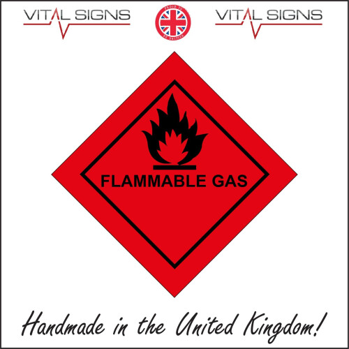 (300 x 300mm - 12 x 12, Sticker / Sav - White Background) FLAMMABLE GAS ...