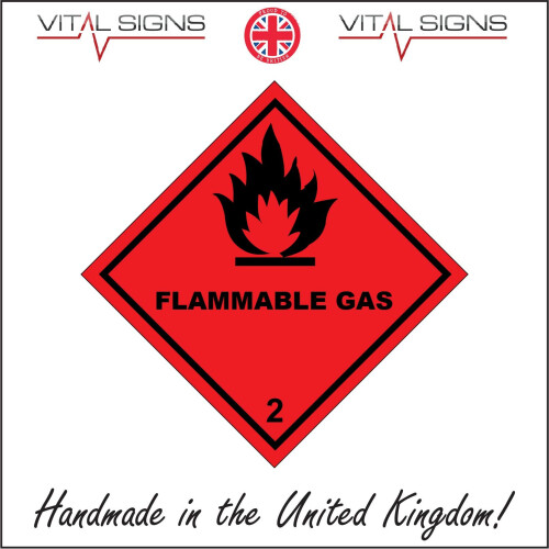 (250 x 250mm - 10 x 10, Magnetic - Vehicle Grade) FLAMMABLE GAS SIGN ...