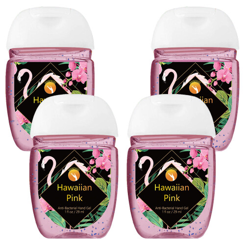 (Hawaiian Pink - Anti-bacterial hand gel, Buy 4) HandiGel Pocket Size ...