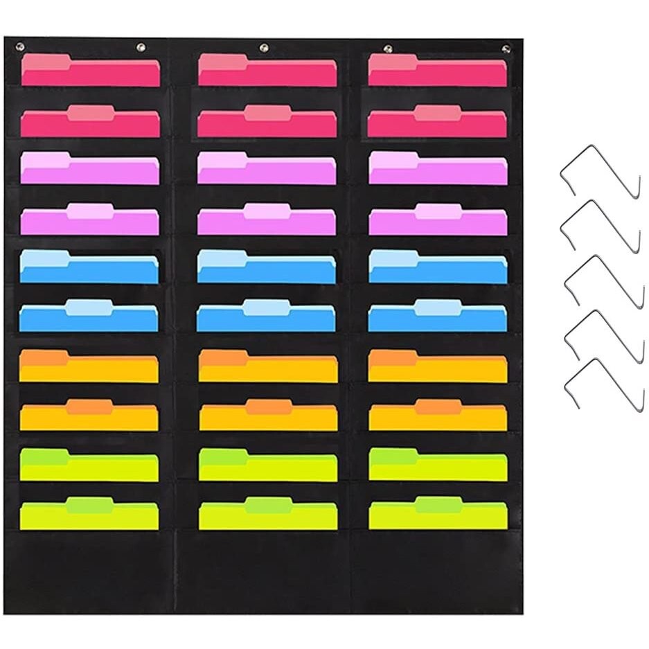 Wall Mounted A4 File Organiser Pockets Paper Holder Folders Office on OnBuy