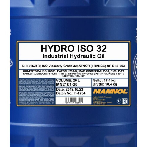 20L Mannol ISO 32 Hydraulic Oil High Grade DIN 51524 part 2 on OnBuy
