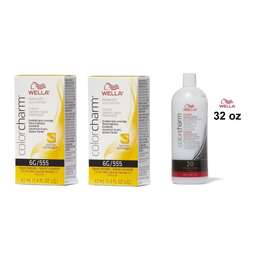 (6G + 6G+Developer (Vol. 20) 32oz) Wella Color Charm Haircolor 6G Hazel ...