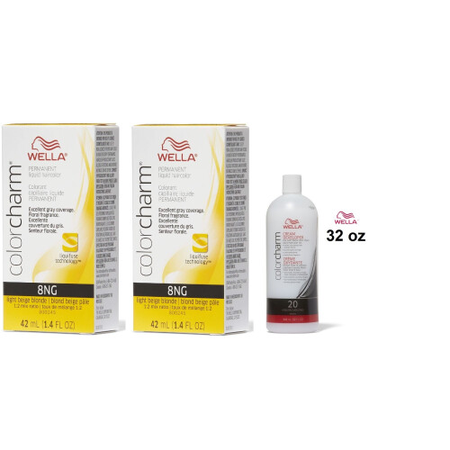 (8NG + 8NG+Developer (Vol. 20) 32oz) Wella Color Charm Haircolor 8NG ...