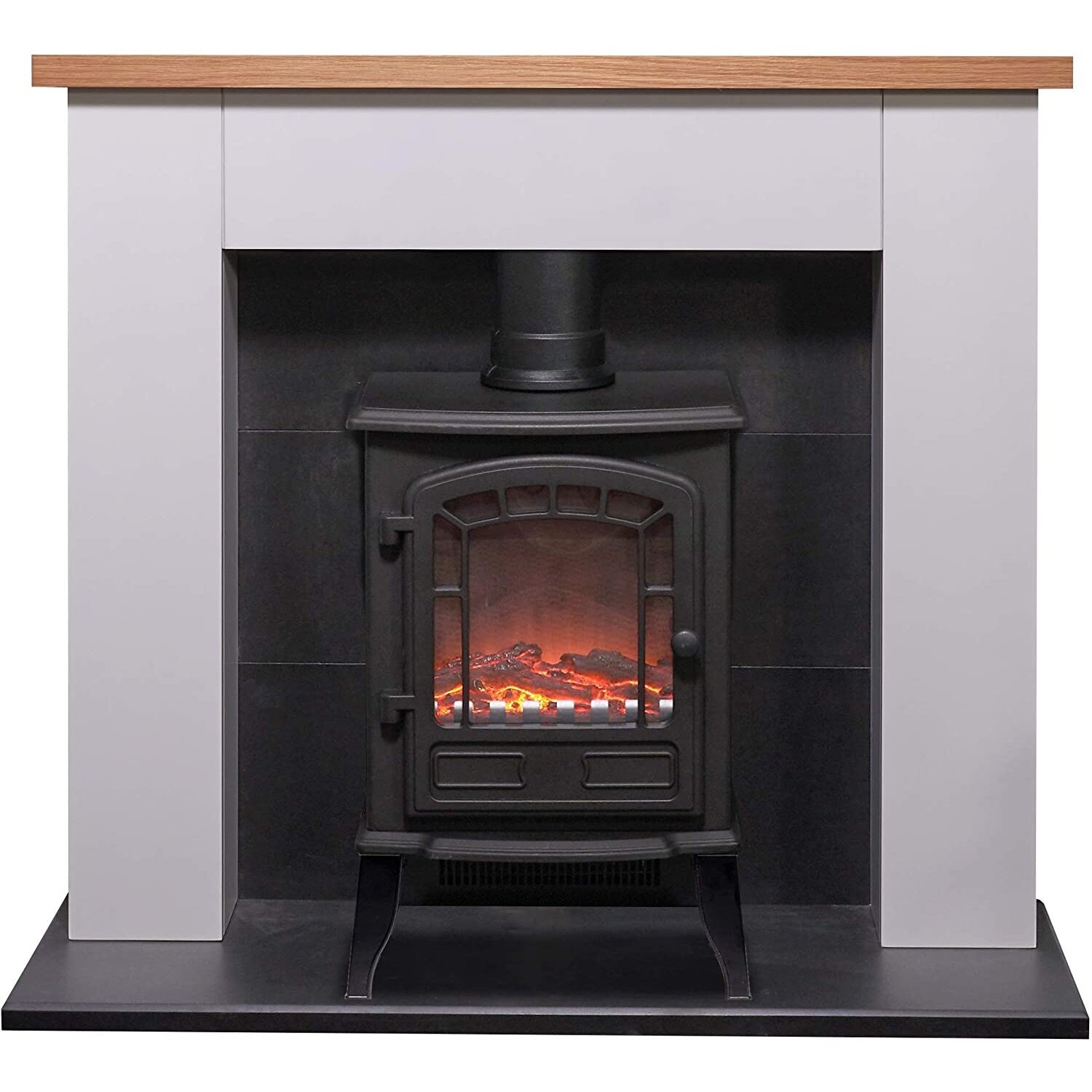 Adam Chester Stove Suite in Pure White with Ripon Electric Stove in ...